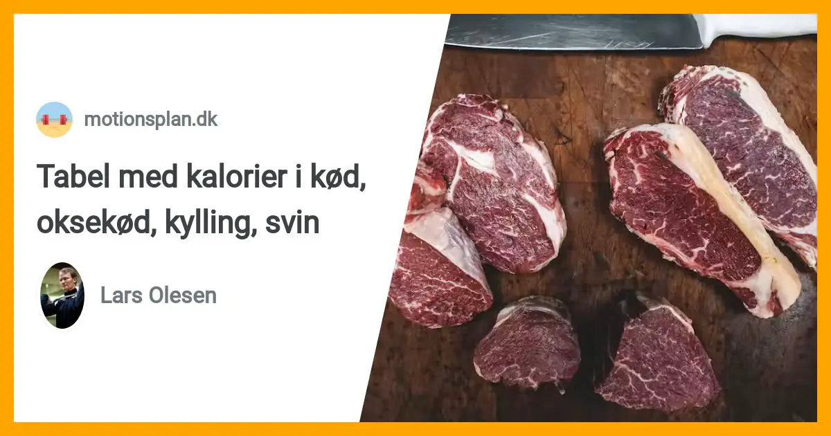 Tabel med kalorier i kød, oksekød, kylling, svin