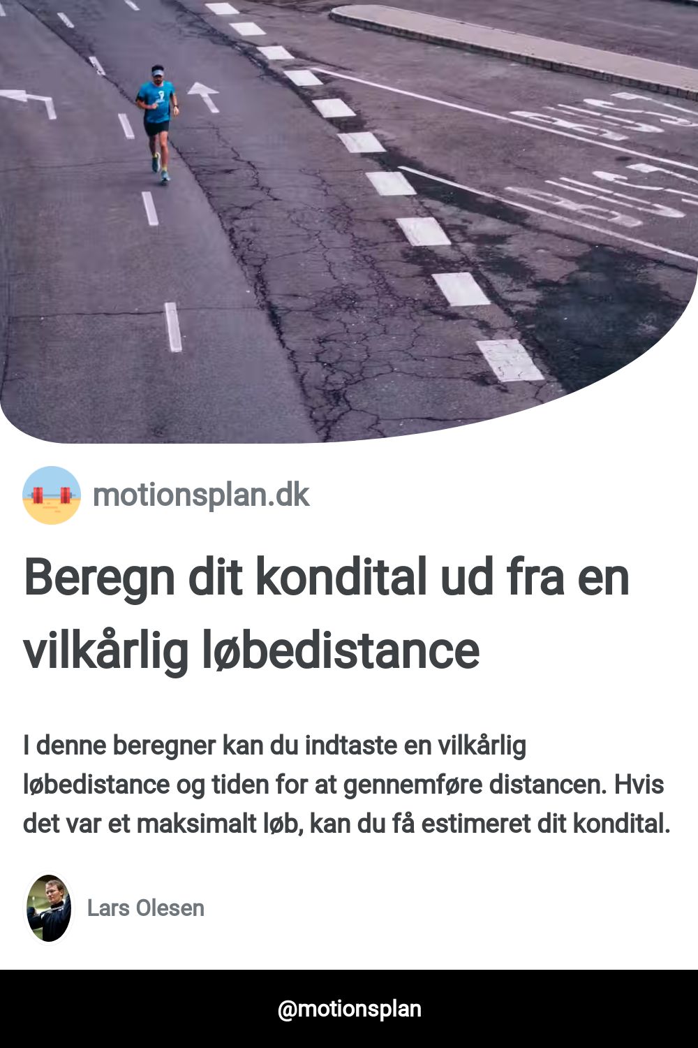 Beregn dit kondital ud fra en vilkårlig løbedistance