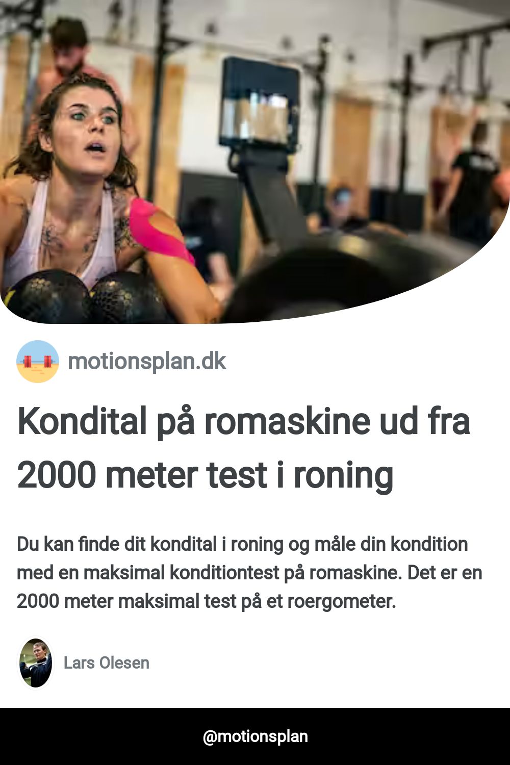 Kondital på romaskine ud fra 2000 meter test i roning