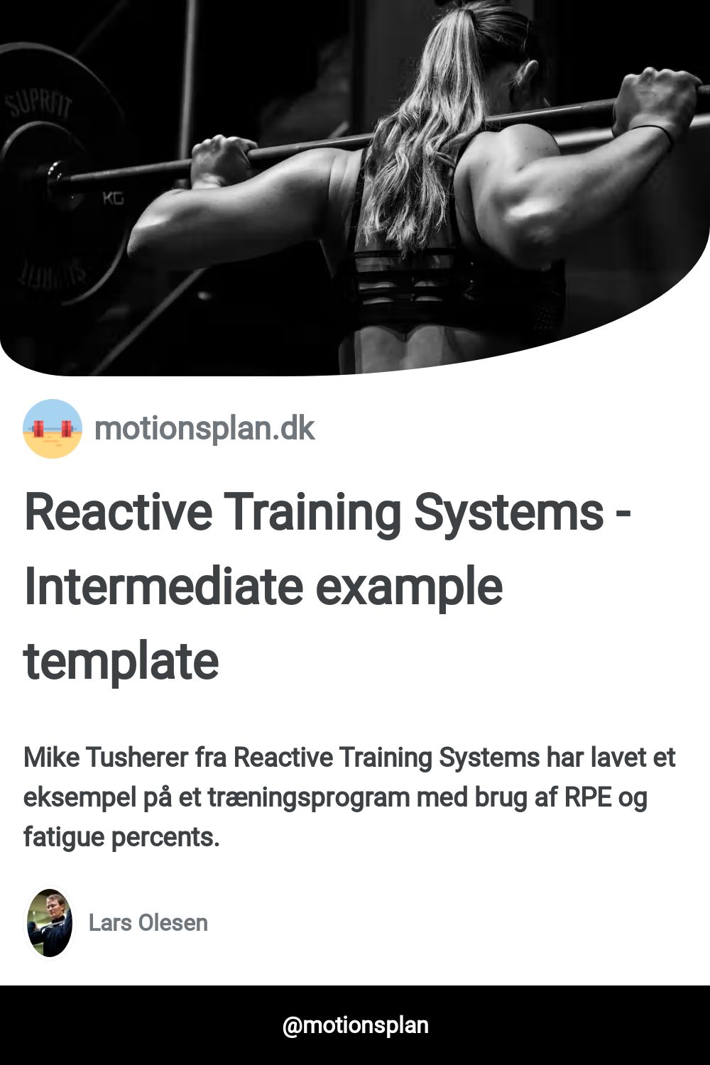 Reactive Training Systems - Intermediate example template